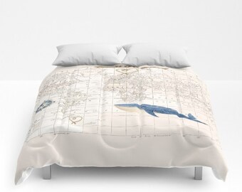 Map Fleece Blanket throw antique map pastel tones by Mapology