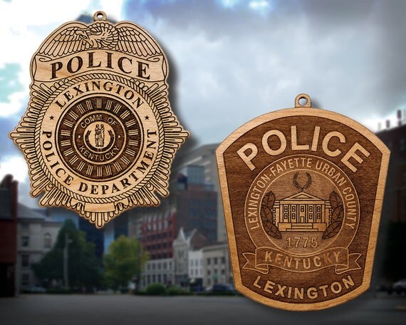 Wooden Lexington KY Police Badge Or Shoulder Patch Hanging