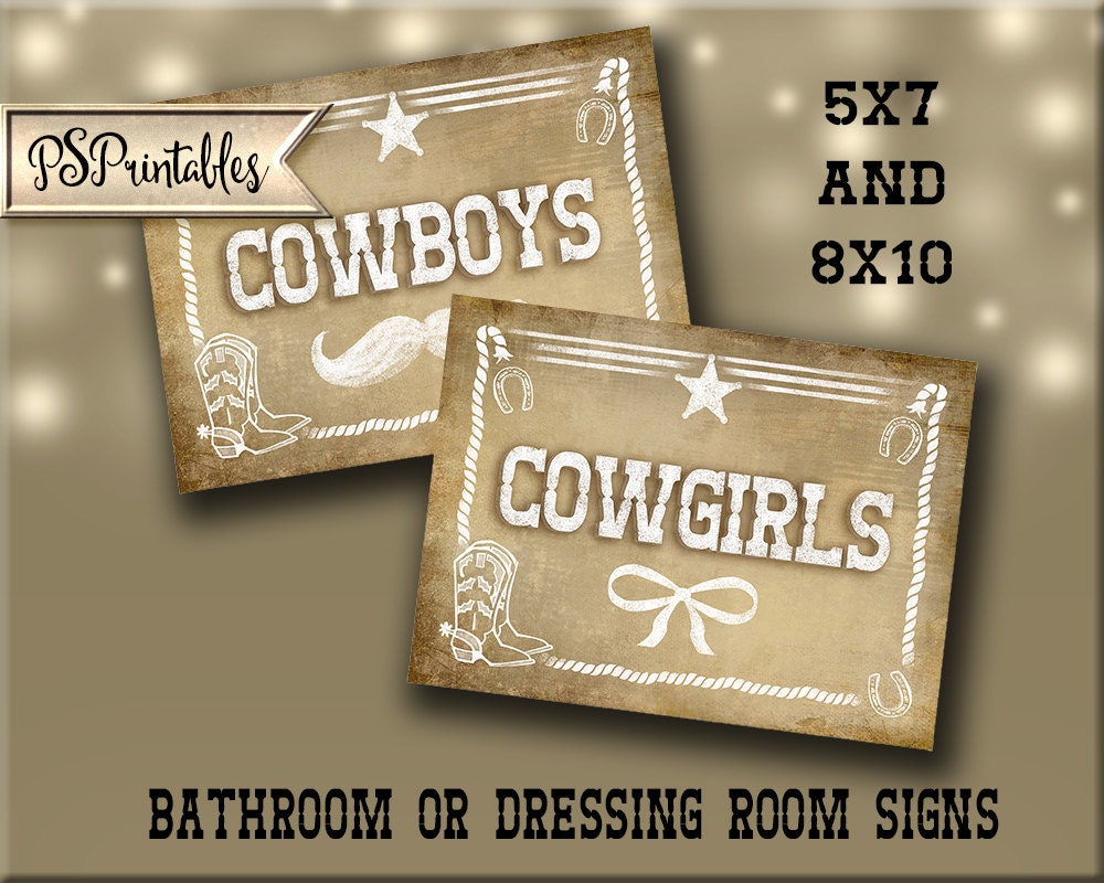 Western Themed Bathroom or dressing room signs Cowboy