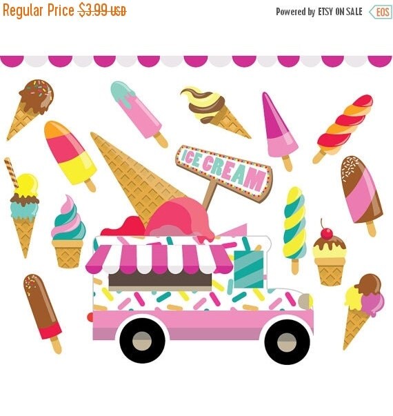 70% OFF SALE Ice Cream Clipart Set Instant by LightbreezeBoutique