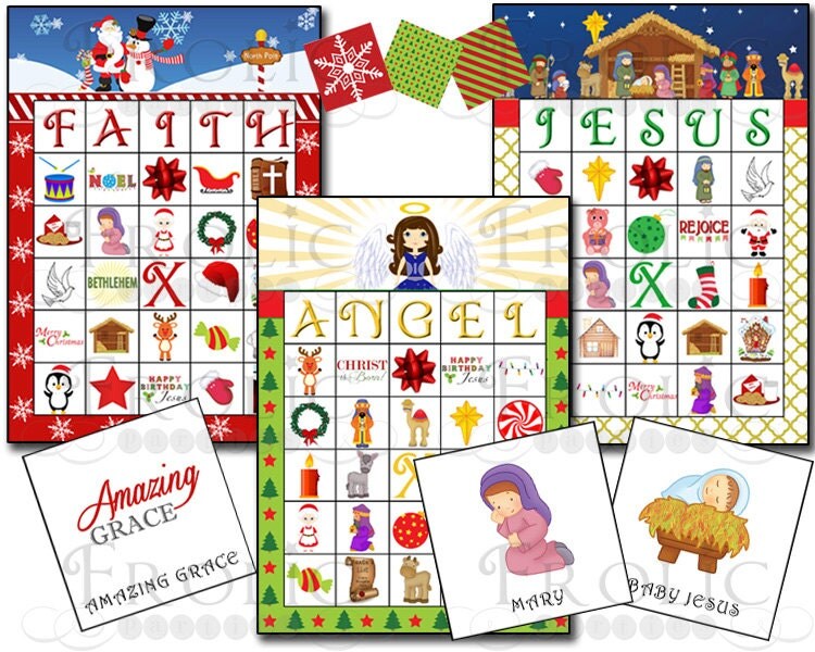 RELIGIOUS Christmas Bingo 30 Printable Cards by FrolicFavors