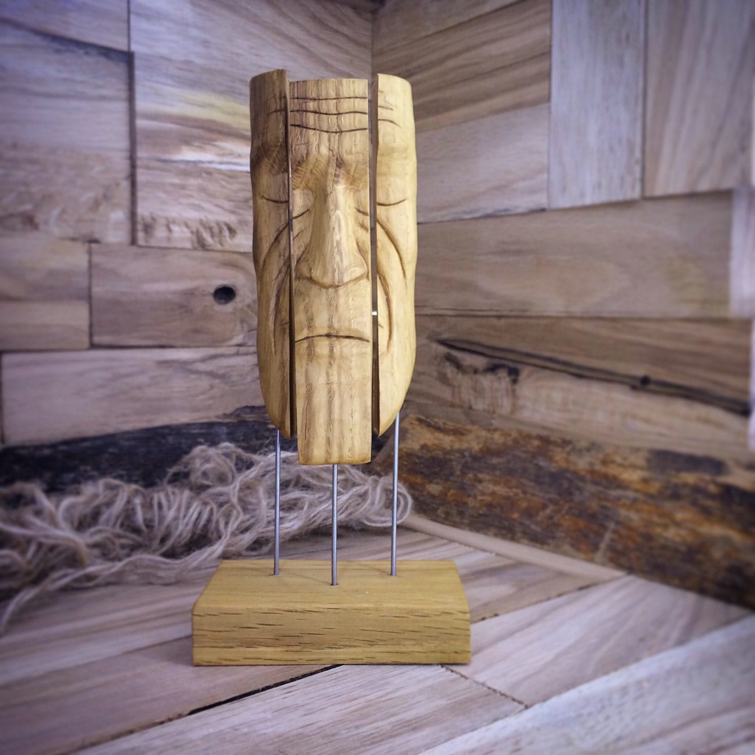 Abstract modern Wood sculpture Dreamcatcher wood carving oak