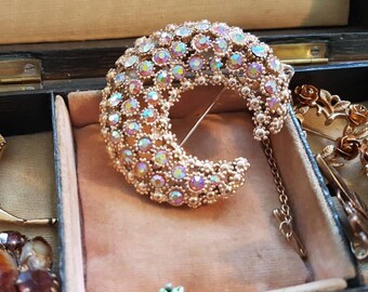 Crescent moon brooch | Etsy