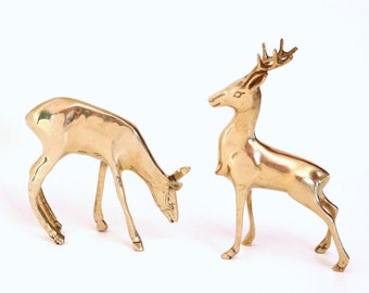 Gold deer figurines | Etsy