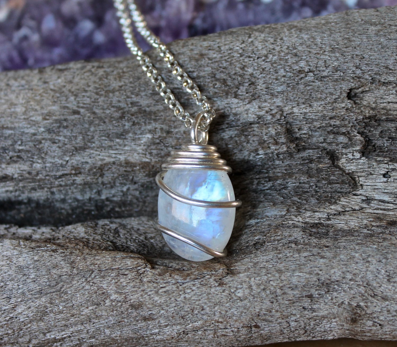 Rainbow Moonstone Jewelry Natural Moonstone Necklace Gypsy
