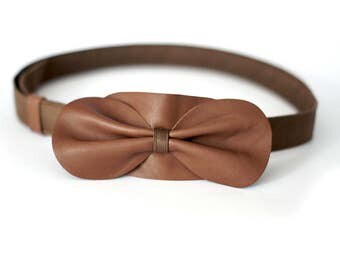 Leather bow belt | Etsy