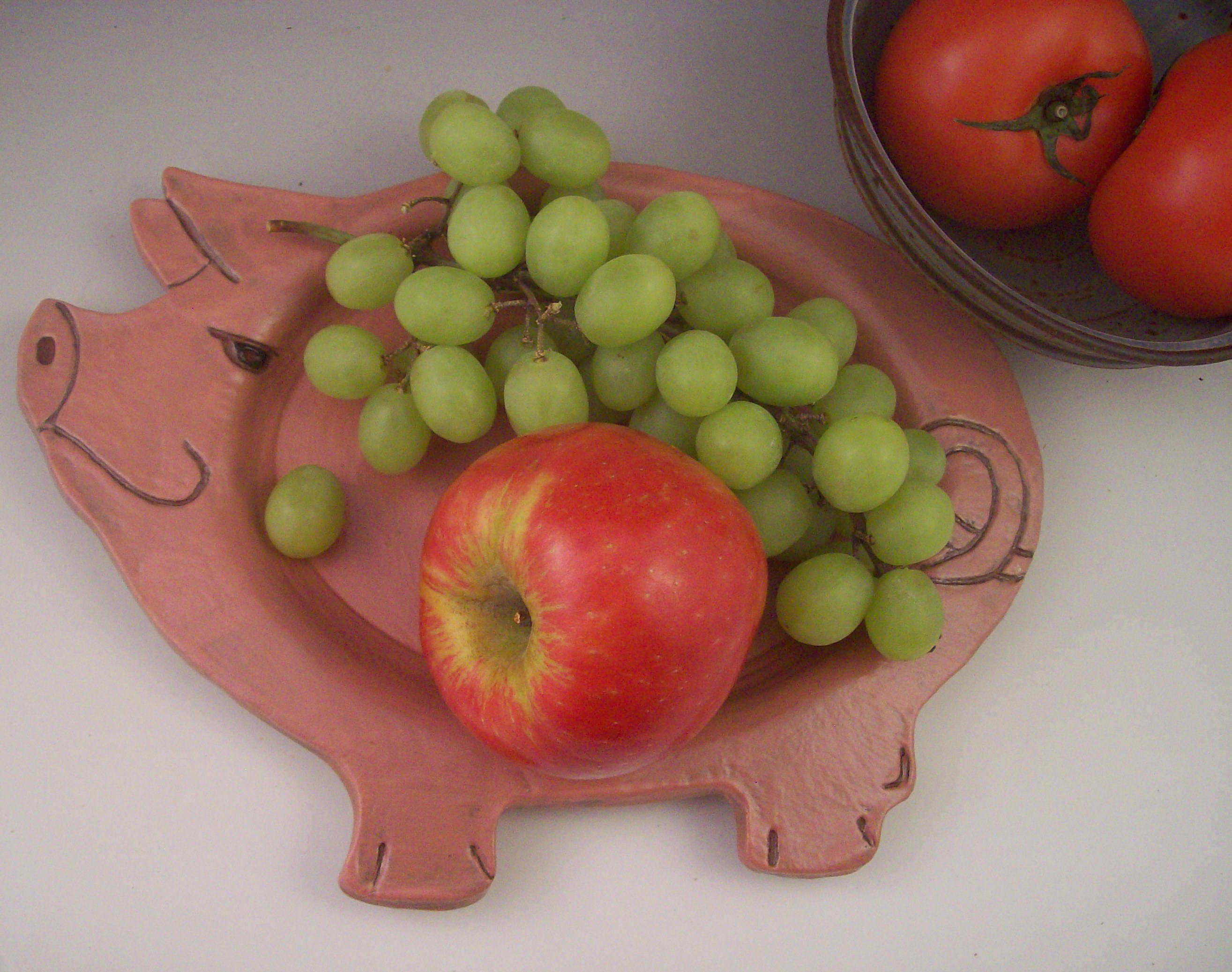 Happy Pottery Pig Platter Pink Ceramic Pig Handmade Serving