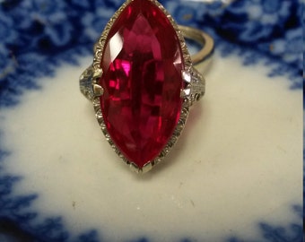 Marquise ruby ring | Etsy