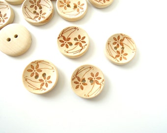 Natural wood buttons | Etsy