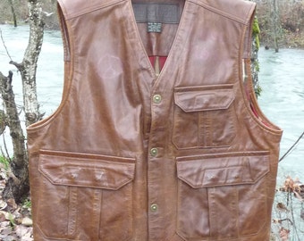 Red leather vest | Etsy