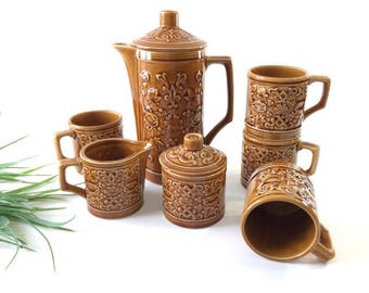 Orange tea cup set | Etsy