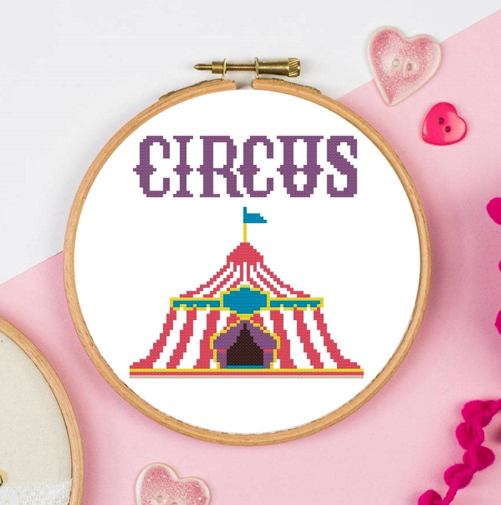 Modern Cross Stitch Pattern In Nursery Circus Cross Stitch