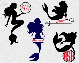 Mermaid monogram svg | Etsy