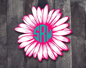 Daisy monogram decal | Etsy