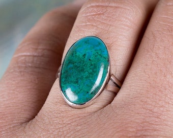 Chrysocolla ring | Etsy