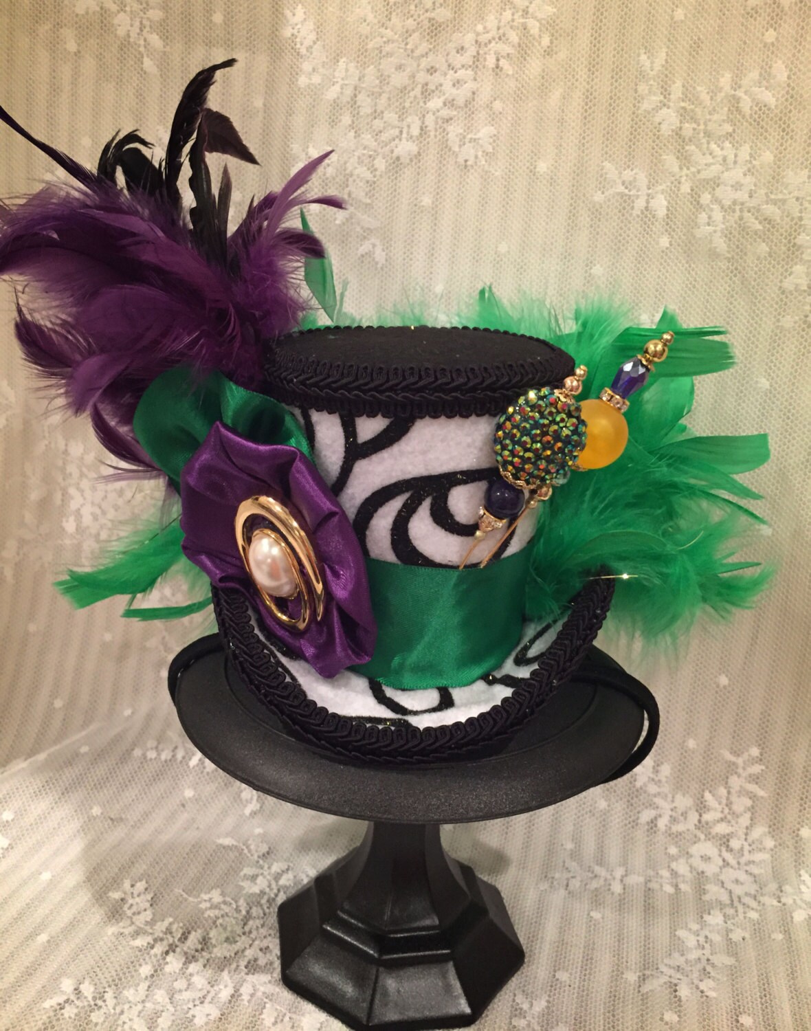 Mardi Gras Hat Mini top hat Masquerade hat Carnival hat