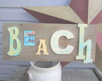 Wood beach sign | Etsy