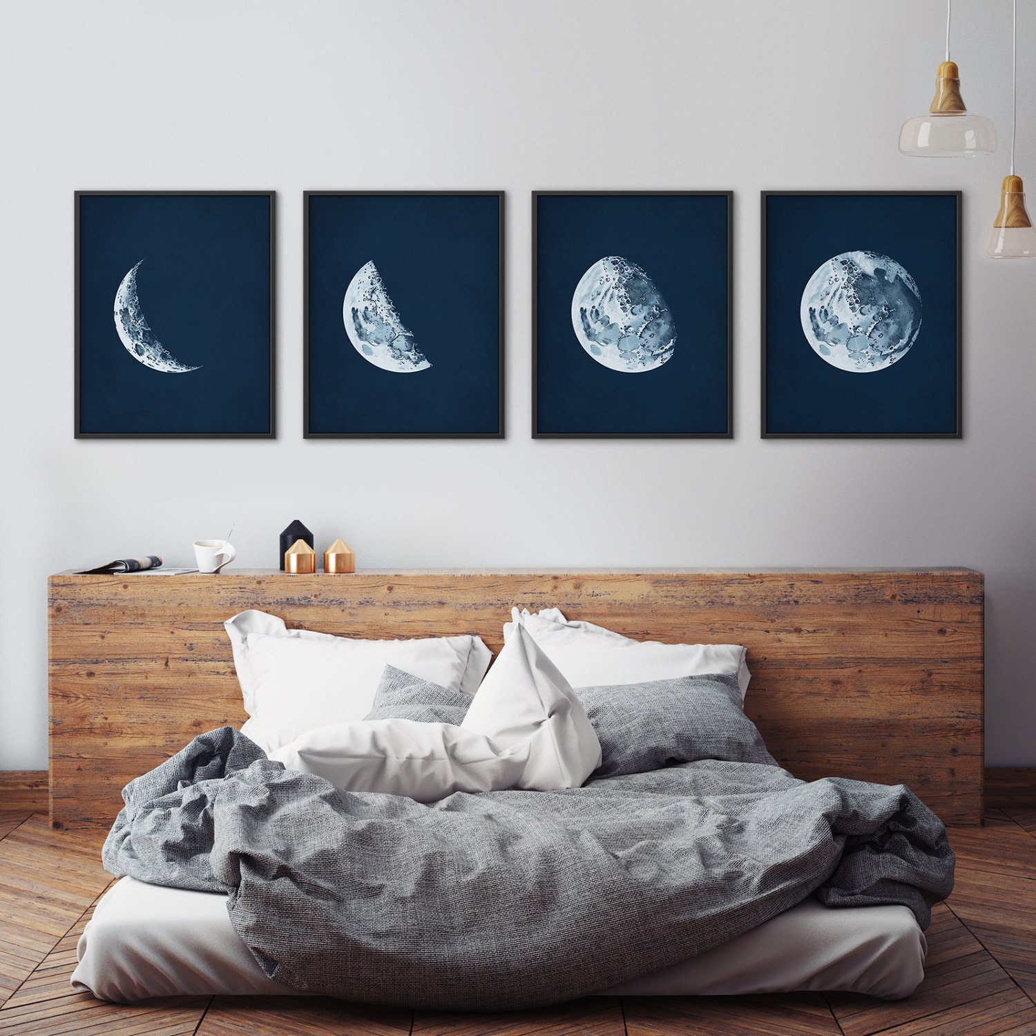 Moon phases print set Moon phases wall art Moon phases