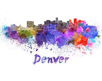 Denver cityscape | Etsy
