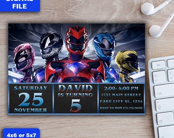 Power rangers invite | Etsy