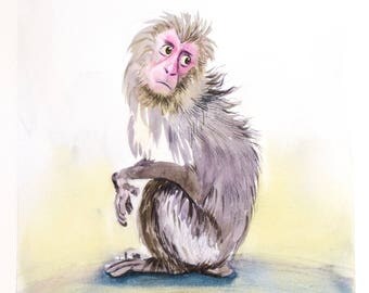 Monkey watercolor | Etsy