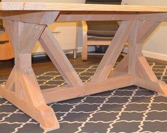 Farmhouse Trestle Table Legs X-Frame Table Legs Wood Table
