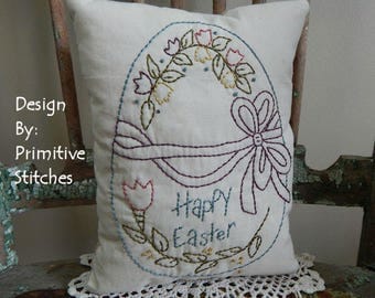 Joy Stocking-Primitive Stitchery PATTERN by Primitive