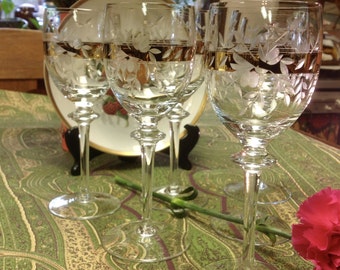 Gold rim goblets | Etsy