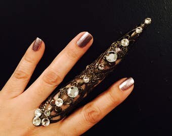 Crystal Full finger ring crystal armor ring shield ringmade