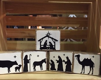 Nativity blocks | Etsy