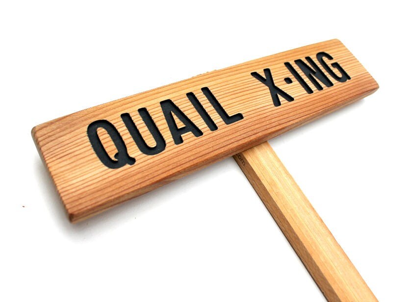 QUAIL X-ING Crossing Sign QUAIL Caution yard sign Hand