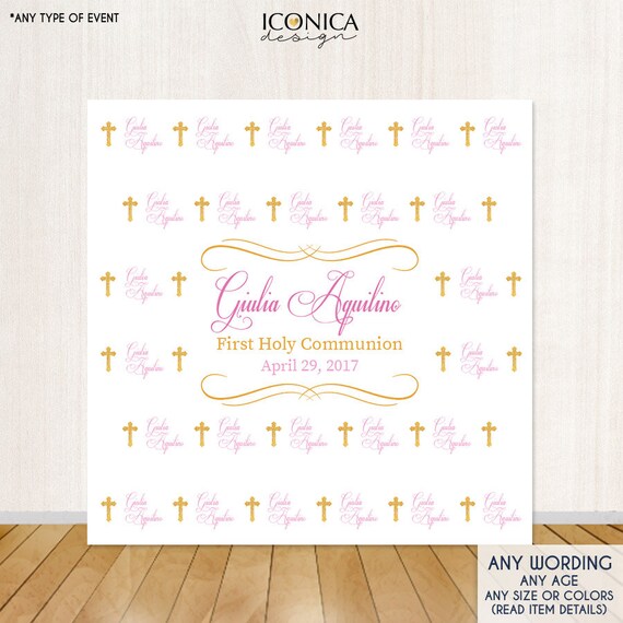 First Communion Photo Booth Backdrop Custom Step And Repeat