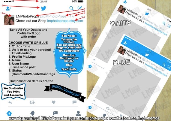 Twitter Style Photo Prop Printable Frame DIY DIGITAL