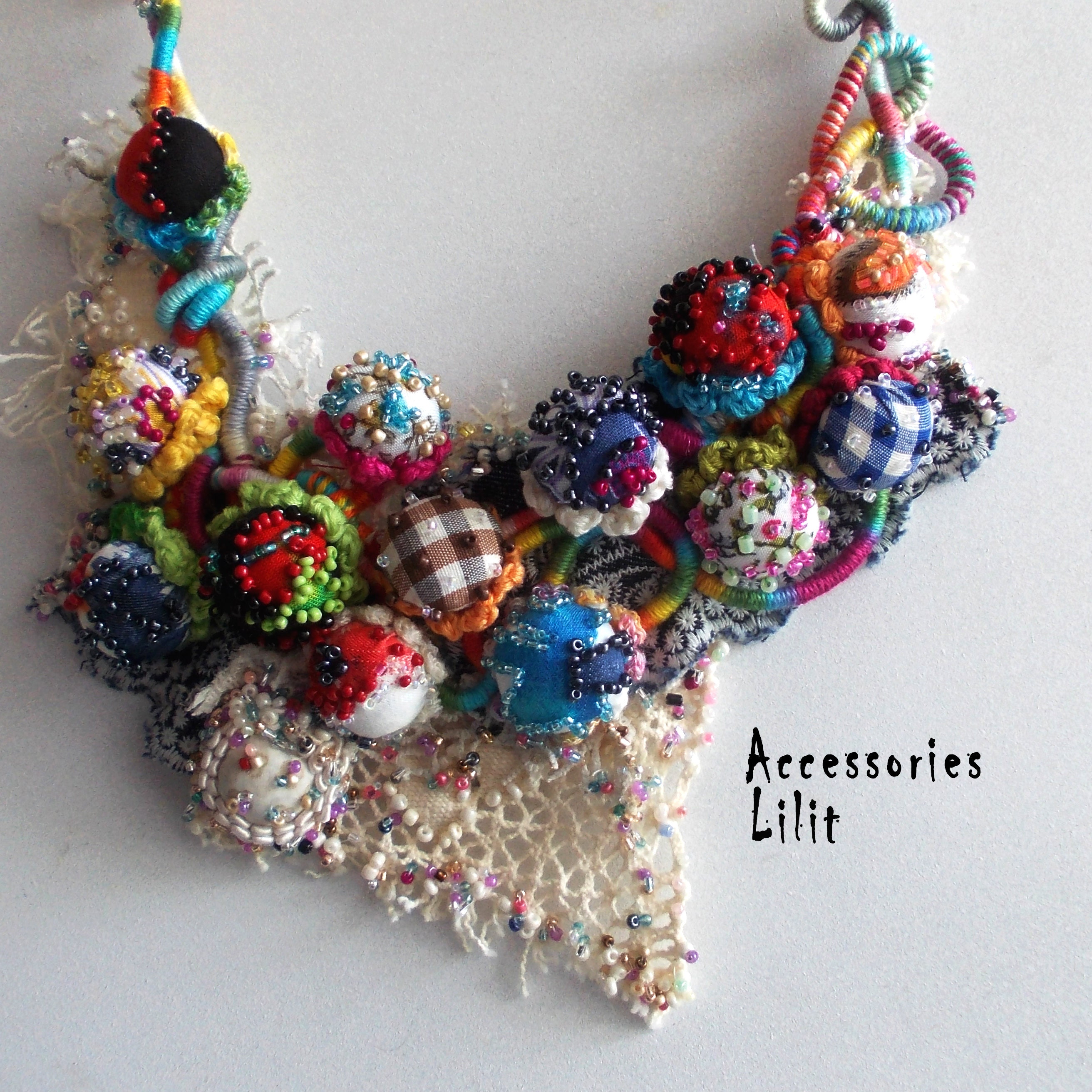 Unique hand made fiber and fabric jewelry & by AccessoriesLilit