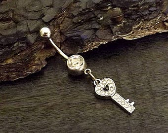 Key belly ring | Etsy