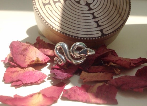 Minimalist Snake Ring in solid .925 Sterling Silver / Made in