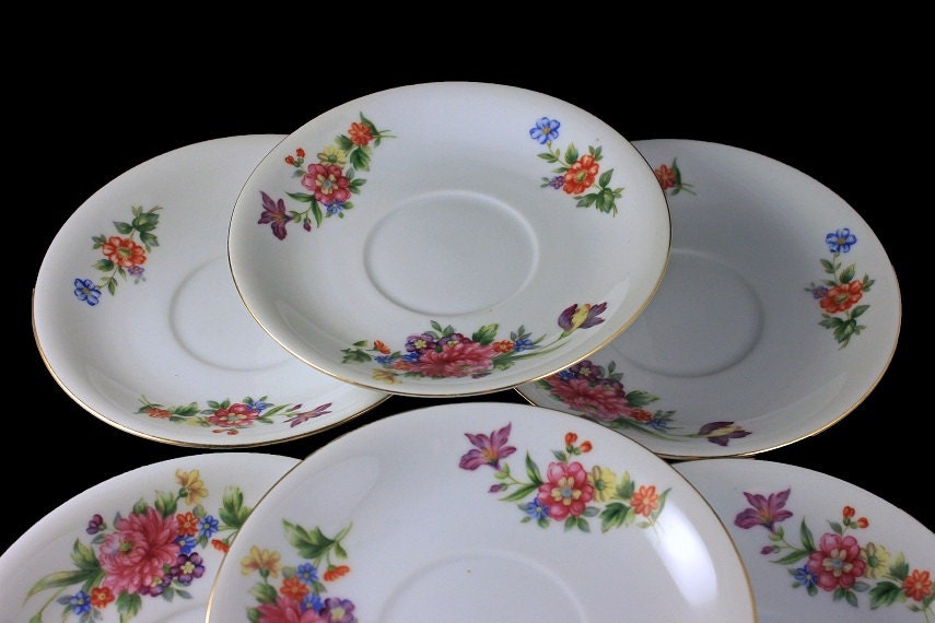 Saucers Sango China, Occupied Japan, Floradel, Floral Pattern, Multi ...