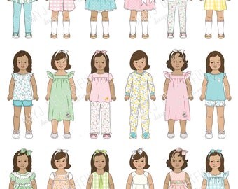 COLORABLE Printable Paper Doll STICKERS Digital File