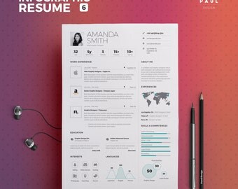 Infographic Resume Vol.1 Word Indesign and by TheResumeCreator