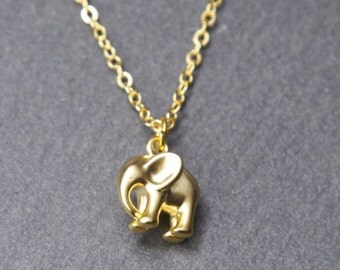 Gold Elephant Necklace 14kt Gold Filled Chain
