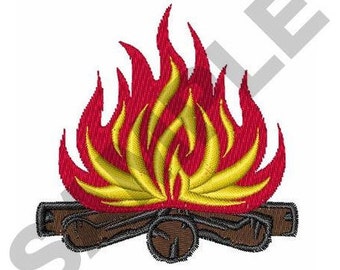 Campfire Applique Embroidery Design. Bonfire Applique