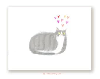 Cute cat card | Etsy