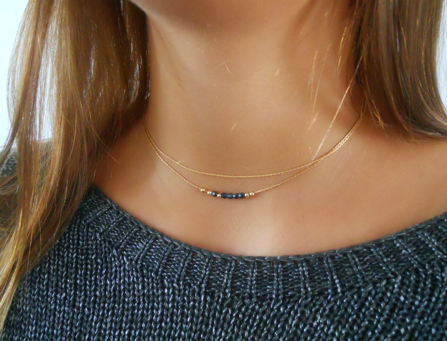 Set Of 2 Gold Filled Necklaces Delicate Gold Necklace Set