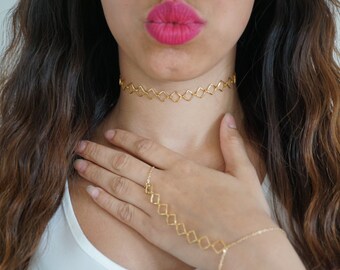 Gold finger bracelet | Etsy