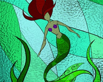 Stain glass mermaid | Etsy