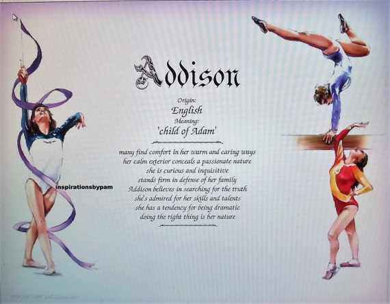 First Name Meaning Art Print-Addison Name Meaning-English