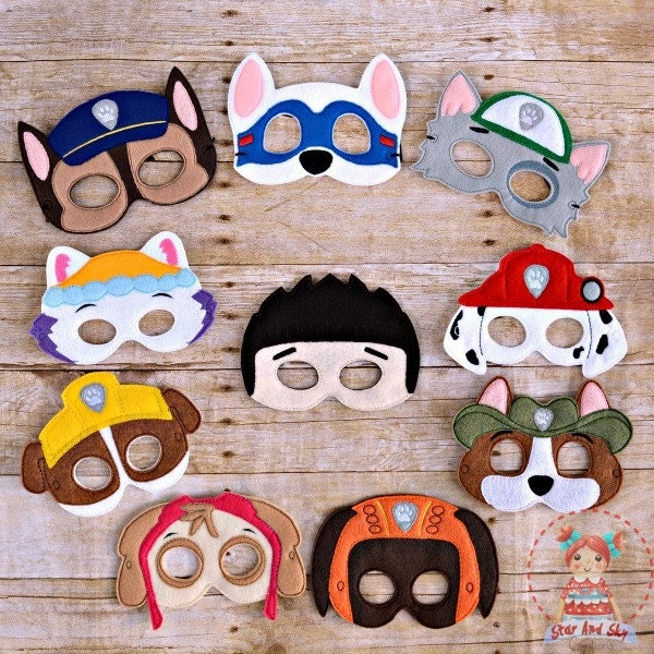 Paw Patrol Inspired Masks Marshall Chase Ryder Rubble Rocky