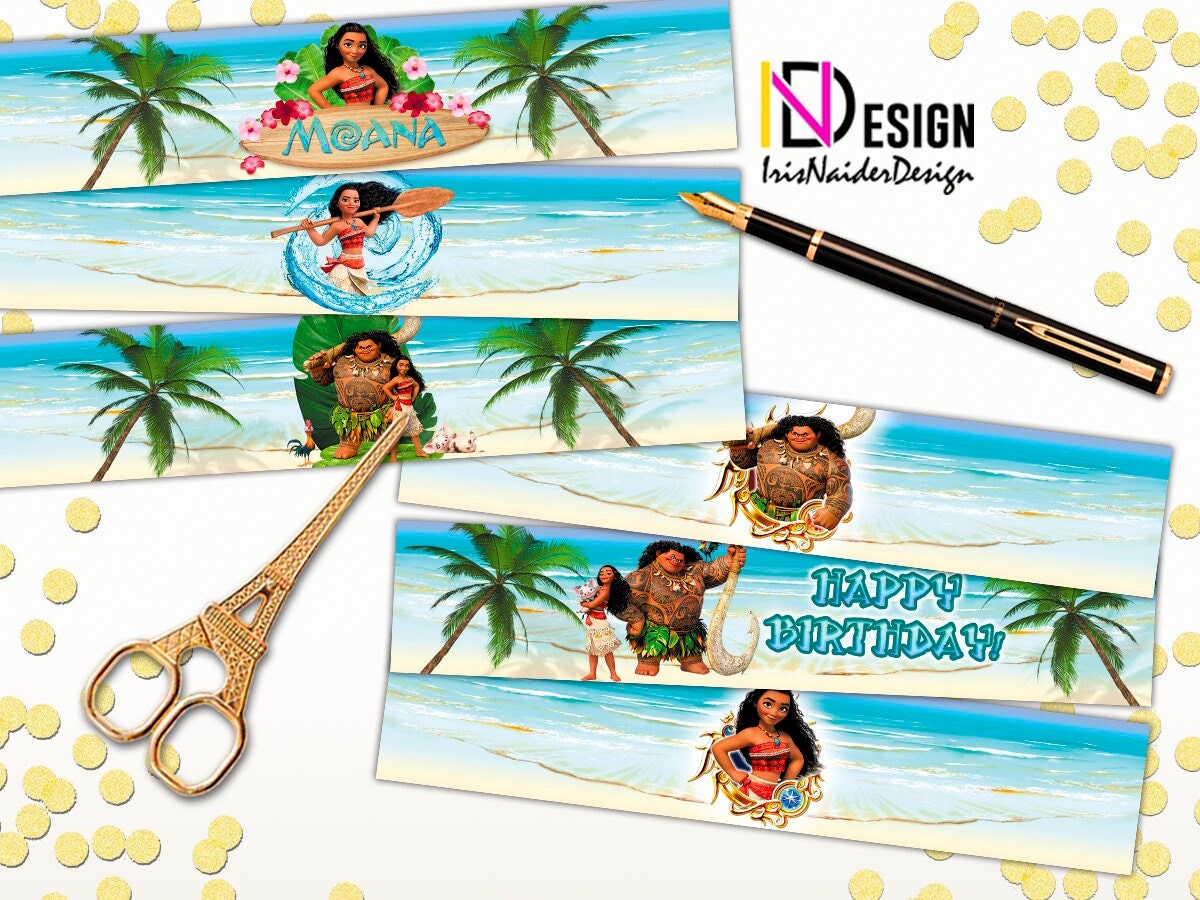 6 Moana Water Bottle Label Moana label Moana Bottle Label