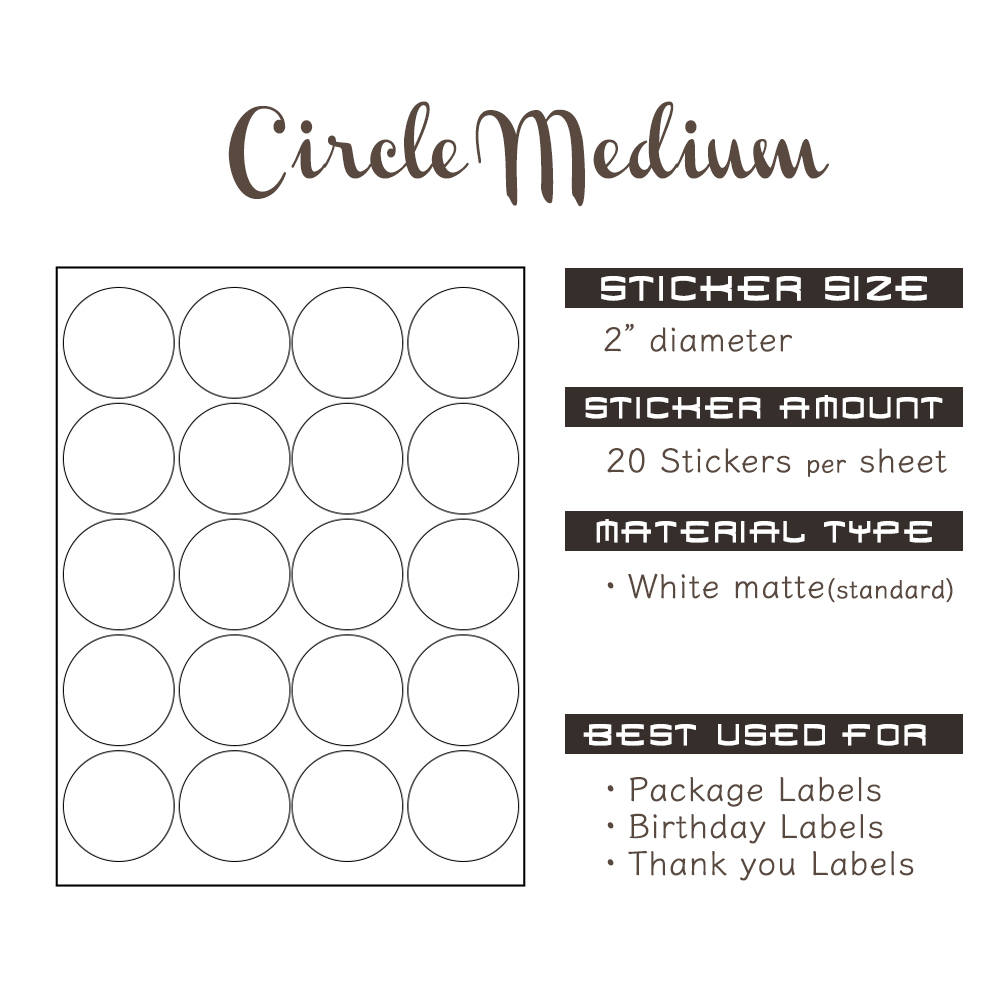 Custom Circle Sticker Medium1 sheet 20 stickers slime