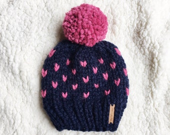 Heart knit hat | Etsy